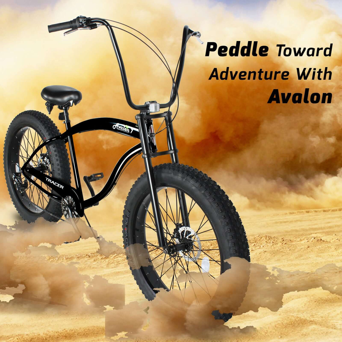 Tracer Avalon GT 26'' Fat Tire Stretch Beach Cruiser Bike 1-Speed/7-Sp ...