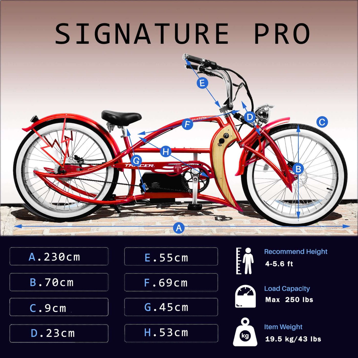 Tracer Signature Pro 26'' 800W Stretch Fat Tire Ebike