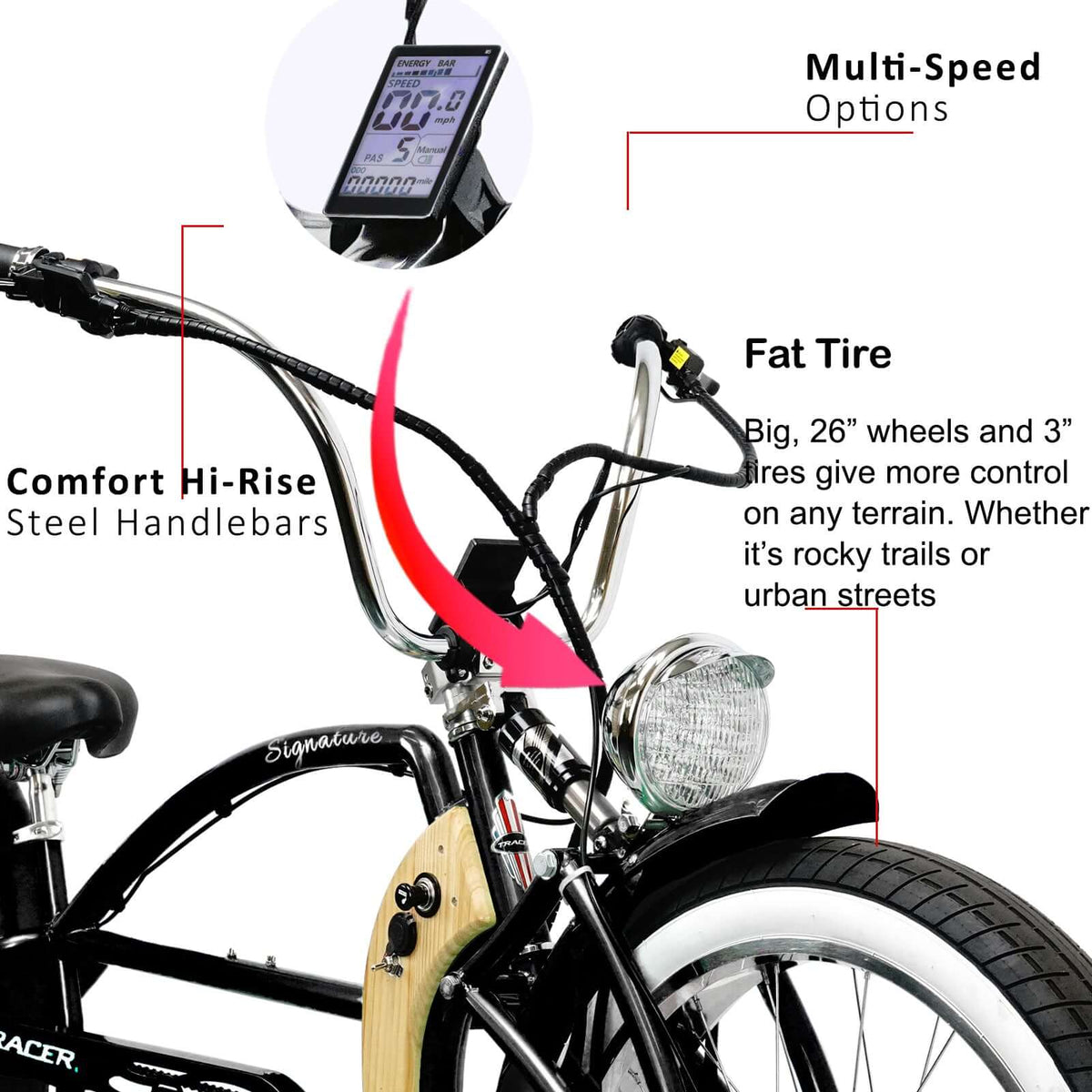 Tracer Signature Pro Electric Cruiser Bike 26" 800W
