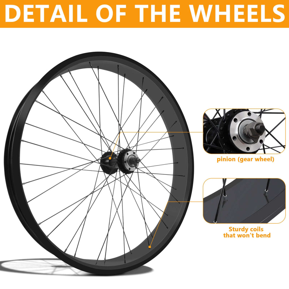 Tracer 26"x3"x13Gx36H Wheel Set Alloy FAT Rims for 26"x3.0,4.0 tire 7-Speed