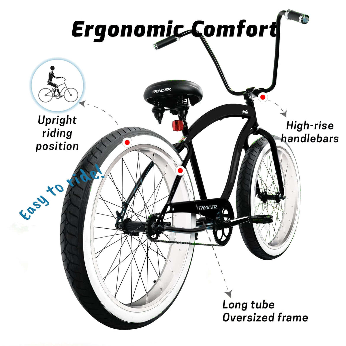 Stretch Cruiser Bikes,Fat tire Cruiser electric bike - Tracer Bikes