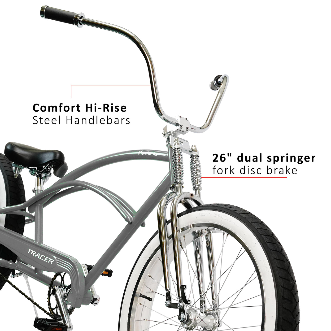 Tracer Master DS Dual Springer Chopper Stretch Beach Cruiser Bike ...