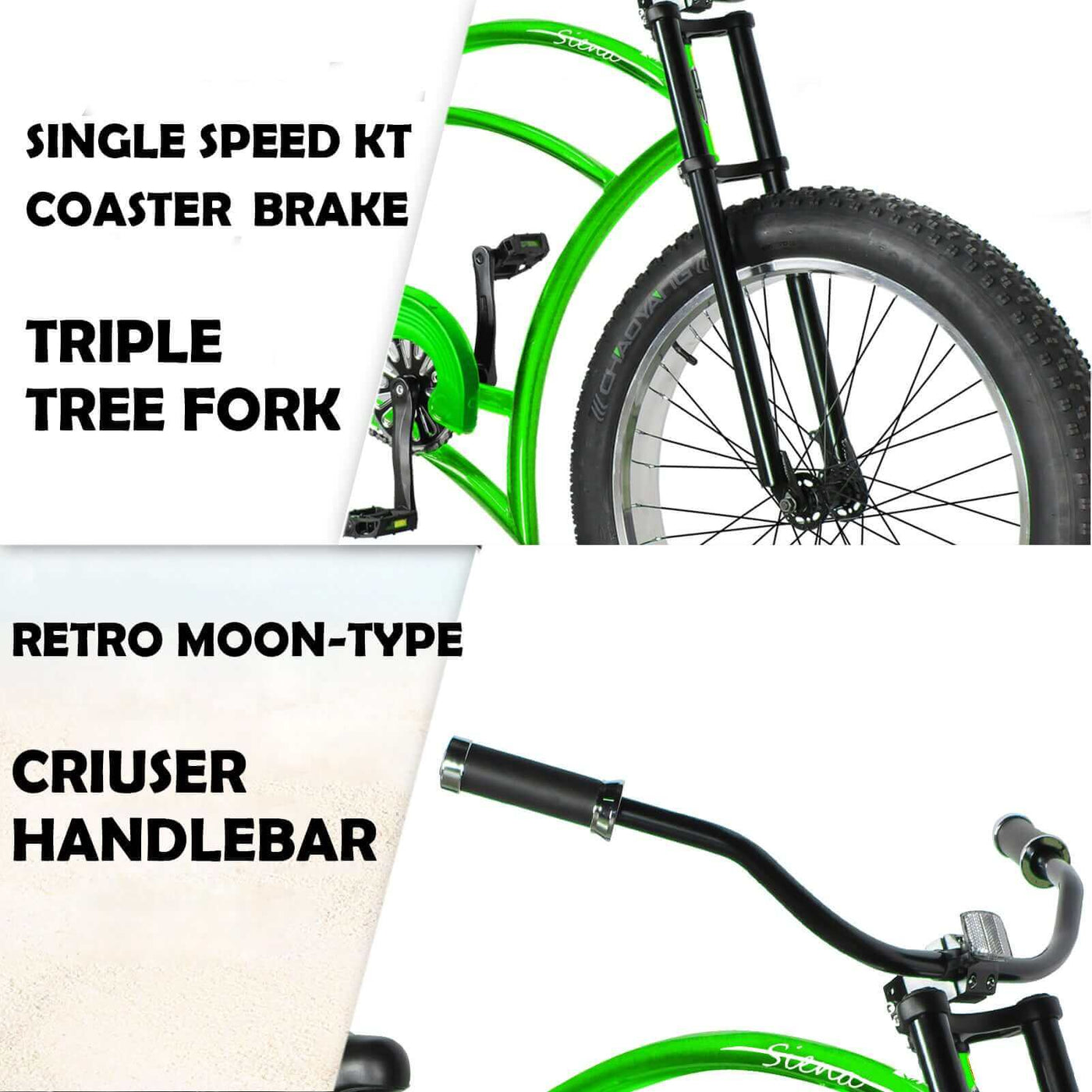 Tracer Siena 26'' Chopper Stretch Cruiser Fat Tire Bike Available 1 Sp ...