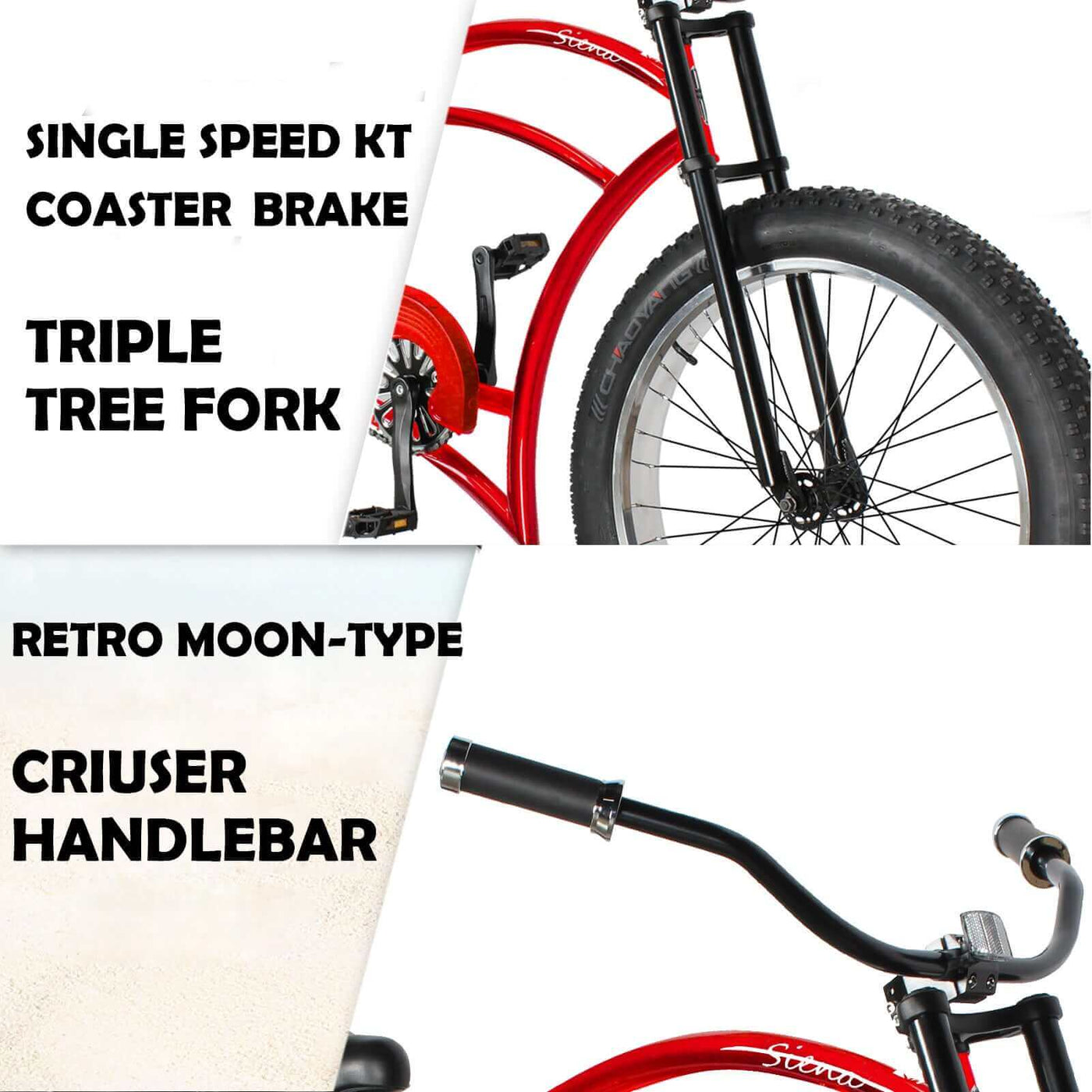 Tracer Siena 26'' Chopper Stretch Cruiser Fat Tire Bike Available 1 Sp ...