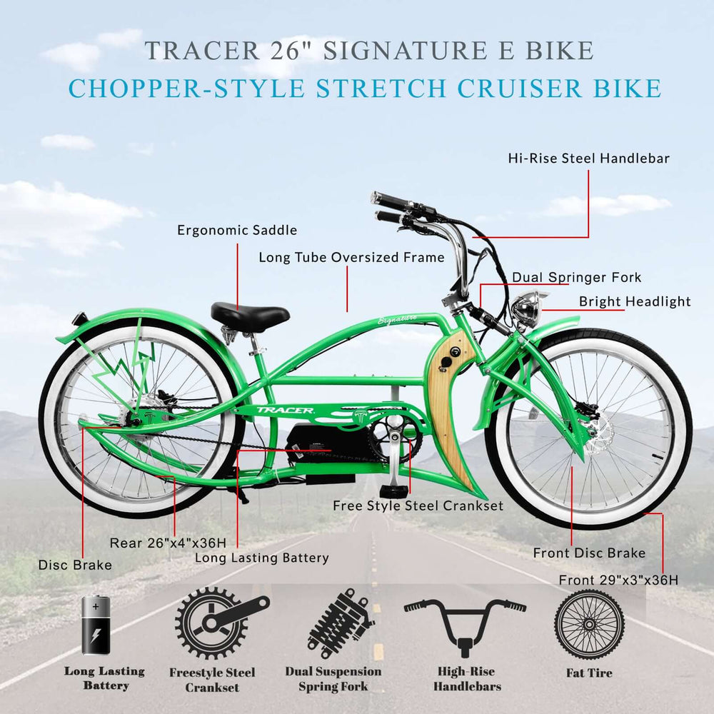 Tracer Signature Pro Electric Cruiser Bike 26" 800W