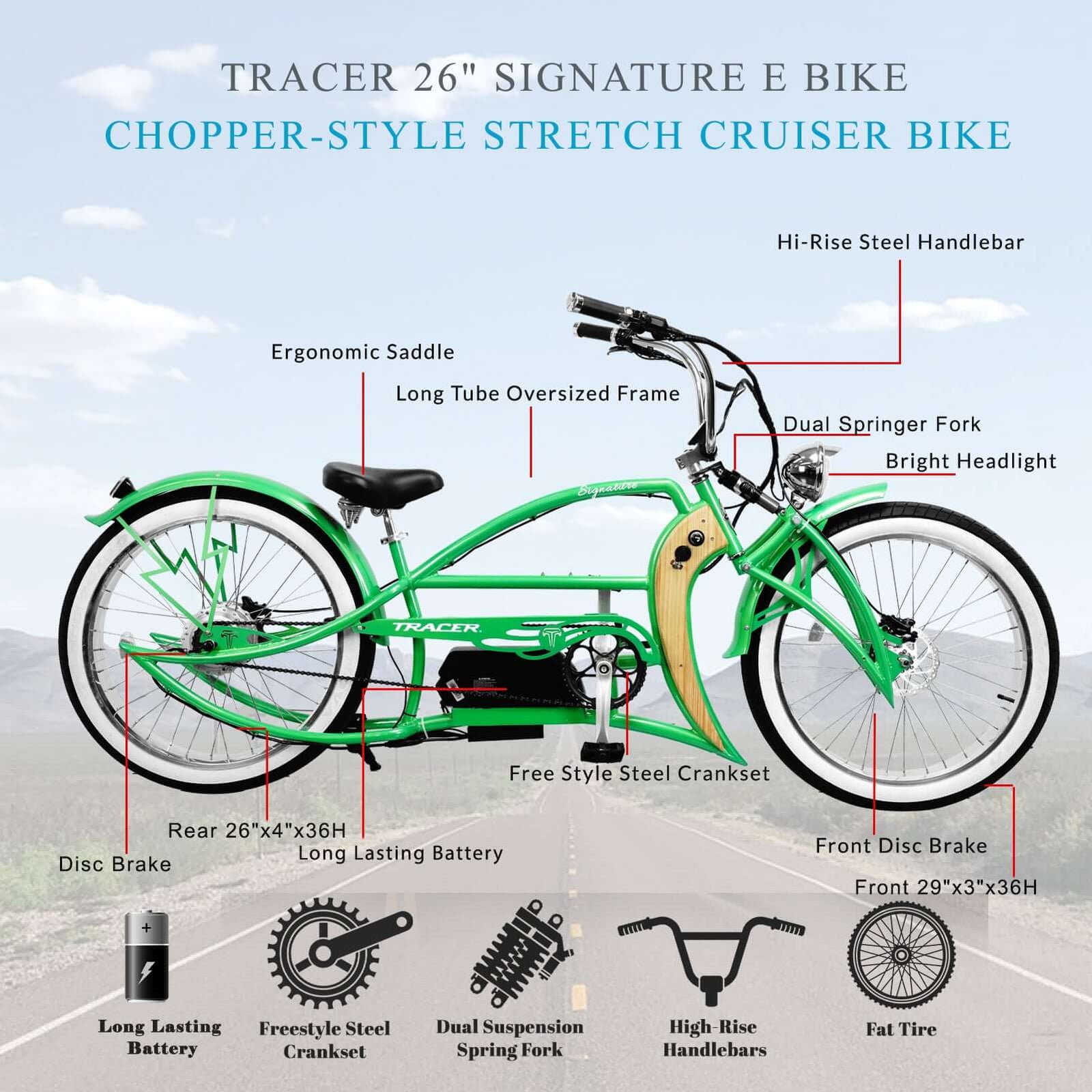 Tracer Signature Pro Electric Cruiser Bike 26" 800W