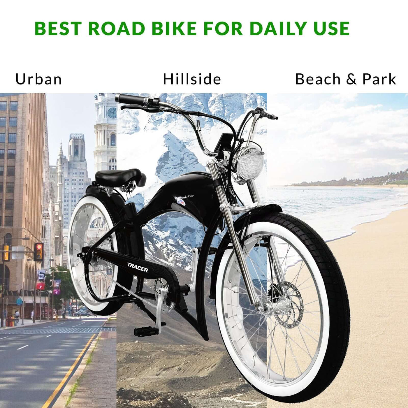 Tracer Twenty5 GT 500W 26" Chopper Cruiser E-Bikes – Tracer Bikes