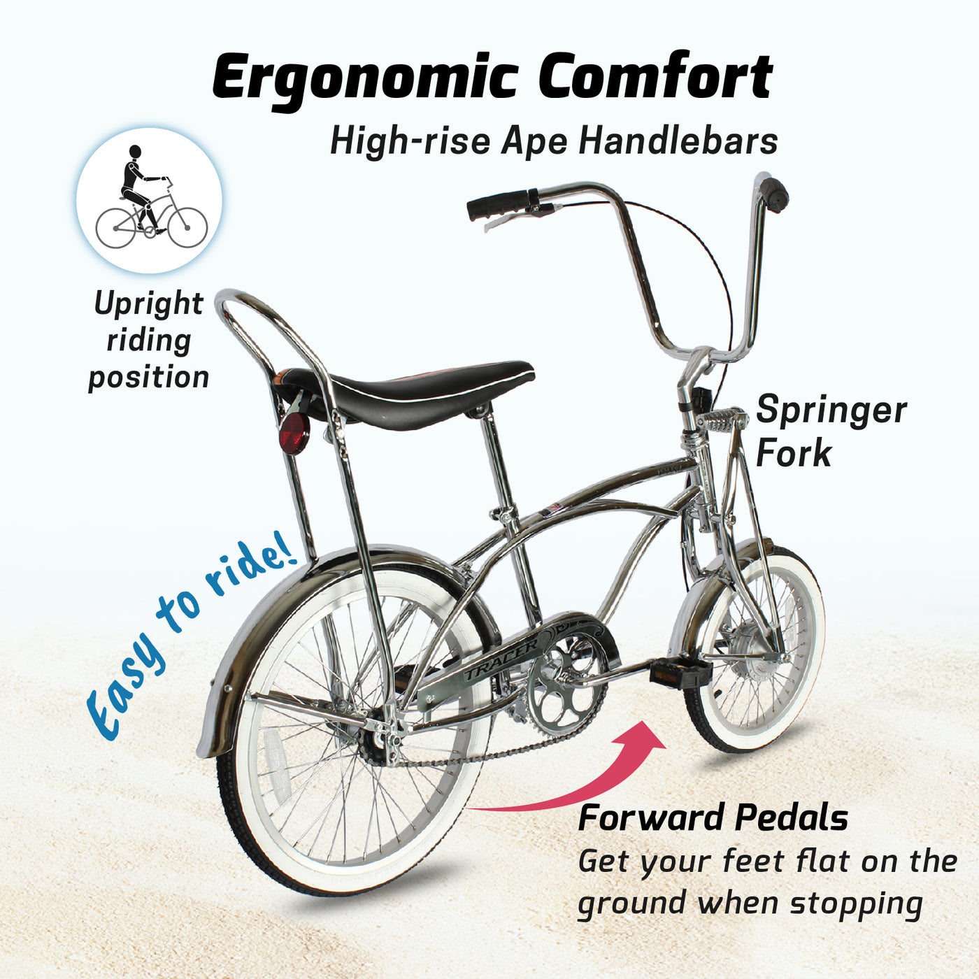 Tracer Smart Classic lowrider Beach Cruiser Bike Single Speed – Tracer ...