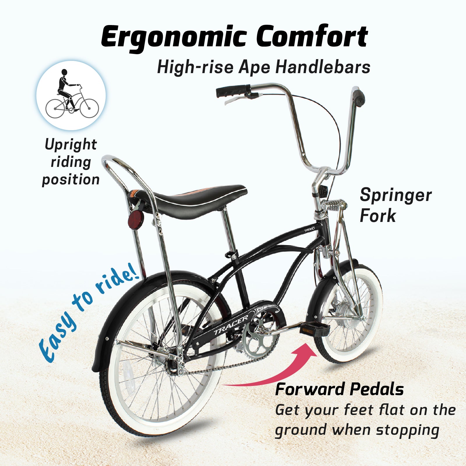 Tracer Smart Classic lowrider Beach Cruiser Bike Single Speed – Tracer ...