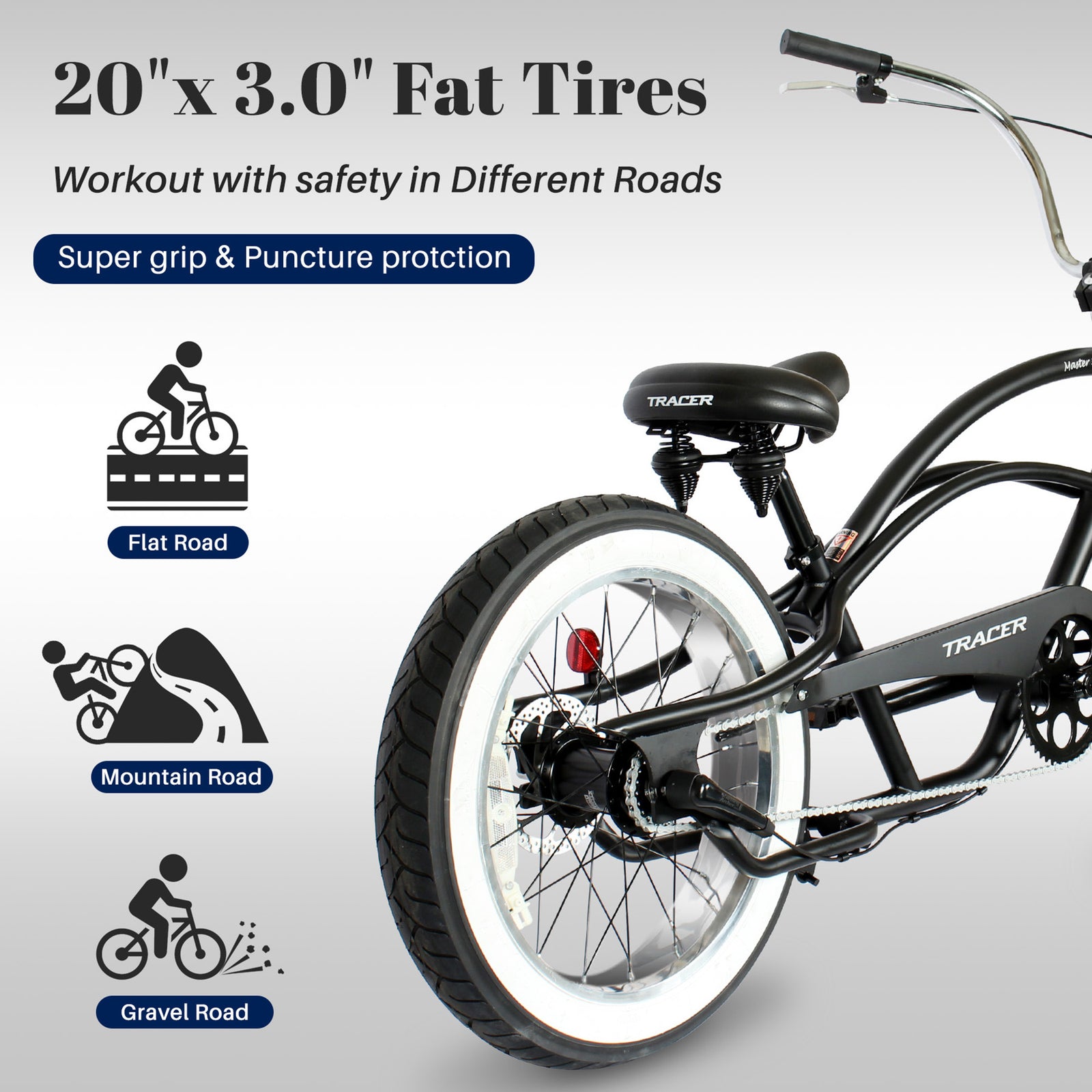 Tracer Master 3i 20'' Internal 3-Speed Chopper Style Cruiser Bike