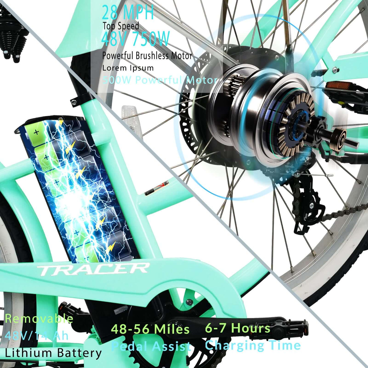 Women's Tracer OMEGA Electric Cruiser Bike - 26"