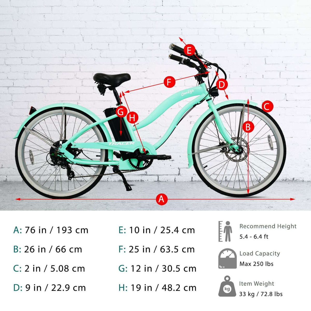 Women's Tracer OMEGA Electric Cruiser Bike - 26"