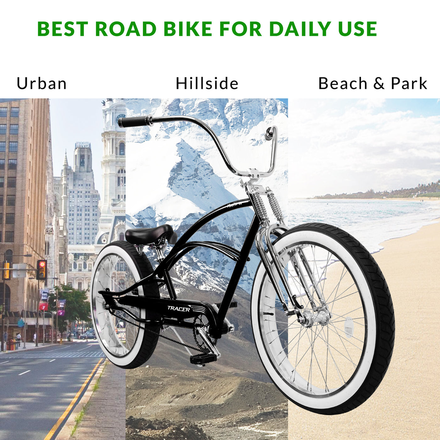 Tracer Master DS Dual Springer Chopper Stretch Beach Cruiser Bike ...