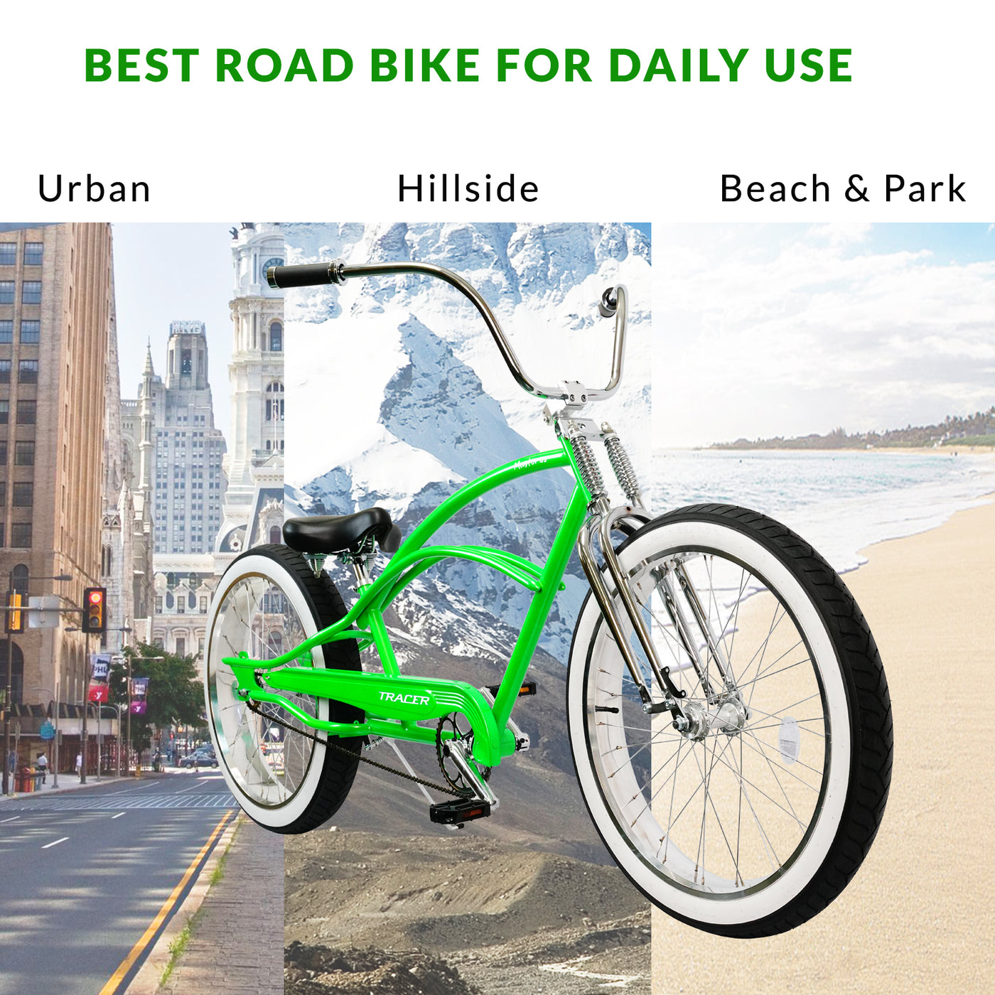 Tracer Master DS Dual Springer Chopper Stretch Beach Cruiser Bike ...